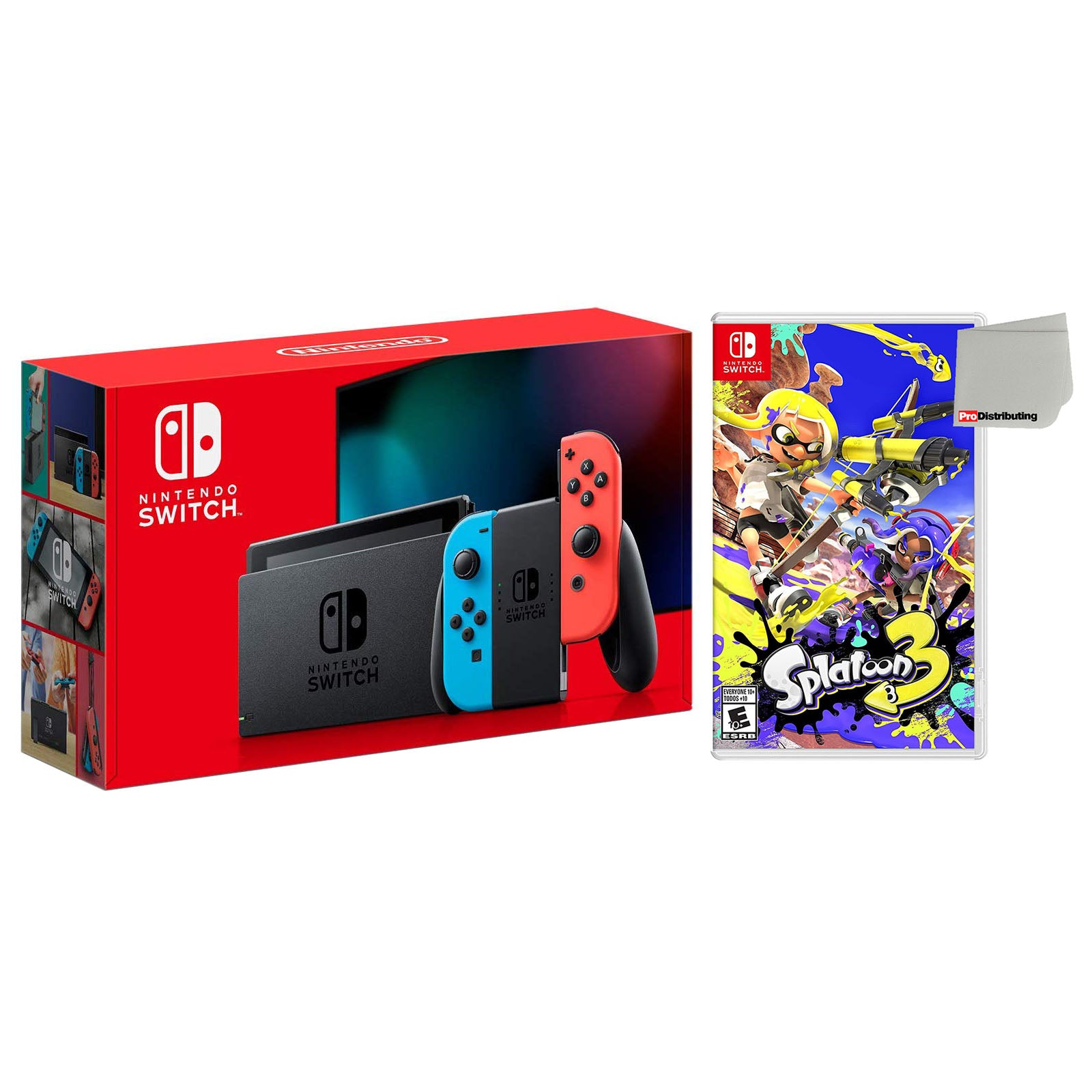 Nintendo Switch 32gb Console With Neon Red Blue Joy Con And Splatoon 3