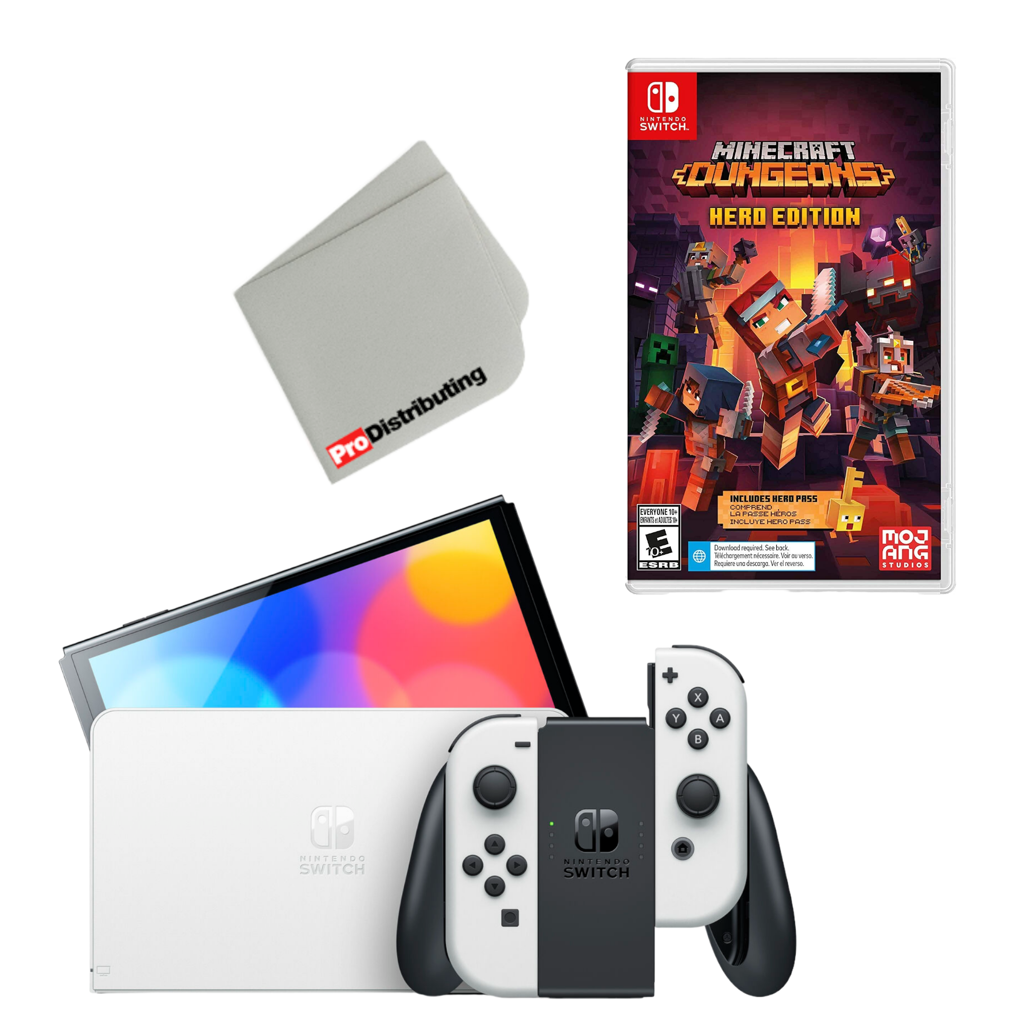 Nintendo Switch OLED Console White with Minecraft Dungeons Hero Edition ...